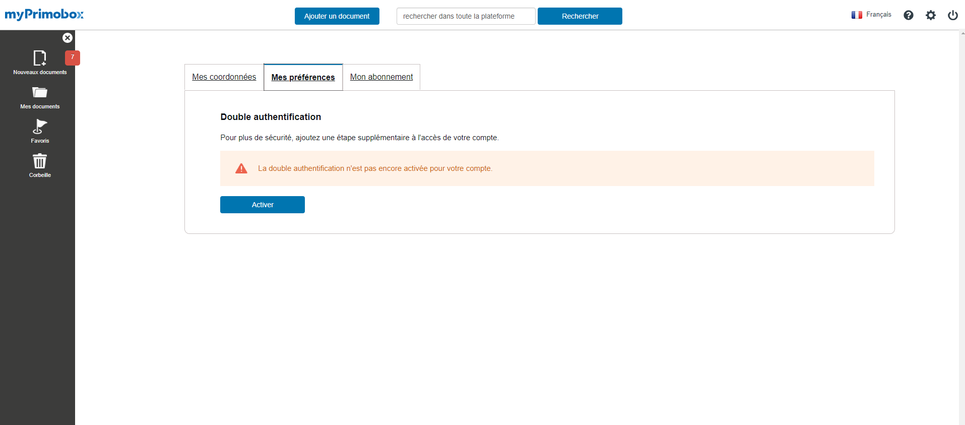 Double authentification | Assistance myPrimobox