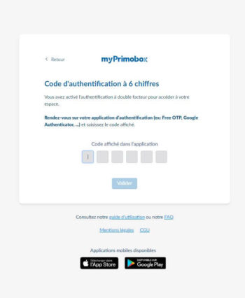 Double authentification | Assistance myPrimobox