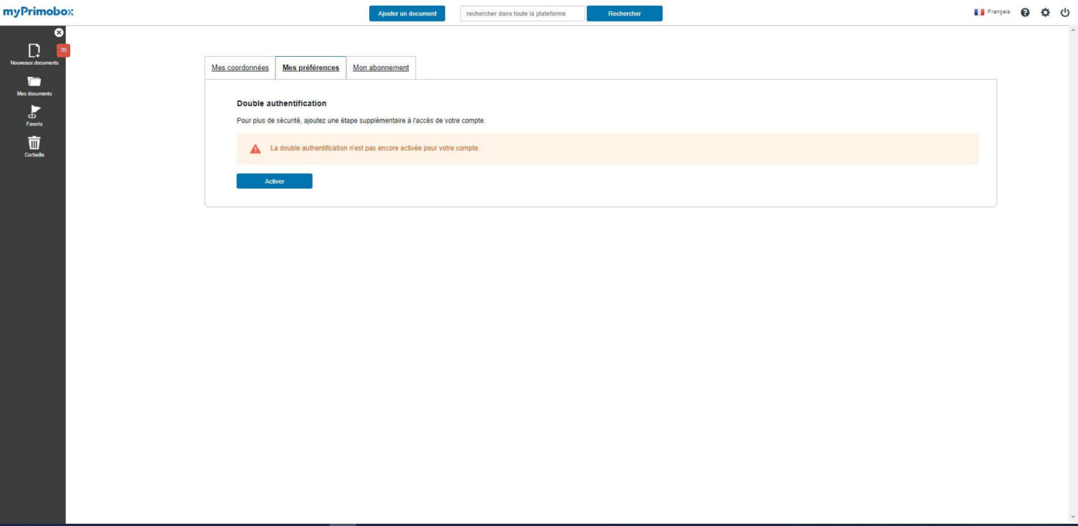 Double authentification | Assistance myPrimobox